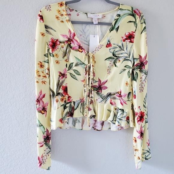 Scripted | Tops | Scripted Floral Tie Front Crop Peplum Blouse Nwt | Poshmark